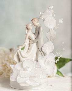 Dancing Bride and Groom Vintage Glitter Flower Wedding Cake Topper ...