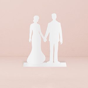 Hands Silhouette Acrylic Cake Topper - White - JustCakeToppers.com
